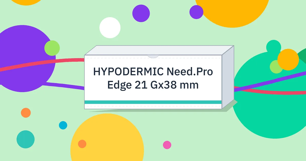 Symbolbild: Packung mit der Aufschrift HYPODERMIC Need.Pro Edge 21 Gx38 mm (PZN 06402946) – Verfügbarkeit und Bezug in Apotheken in Frankfurt am Main