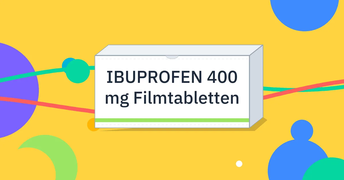 Symbolbild: Packung mit der Aufschrift IBUPROFEN 400 mg Filmtabletten (PZN 13506652) – Verfügbarkeit und Bezug in Apotheken in Frankfurt am Main