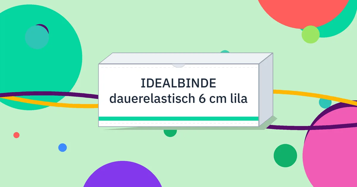 Symbolbild: Packung mit der Aufschrift IDEALBINDE dauerelastisch 6 cm lila (PZN 03759671) – Verfügbarkeit und Bezug in Apotheken in Frankfurt am Main