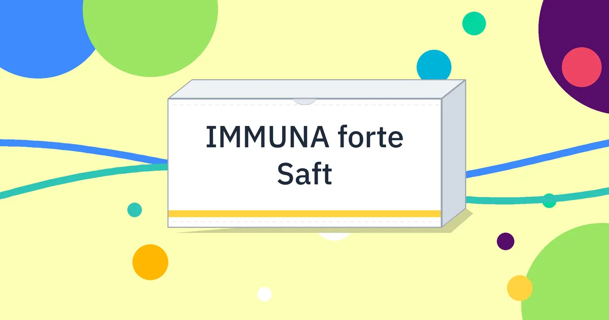 Symbolbild: Packung mit der Aufschrift IMMUNA forte Saft (PZN 20806975) – Verfügbarkeit und Bezug in Apotheken in Frankfurt am Main
