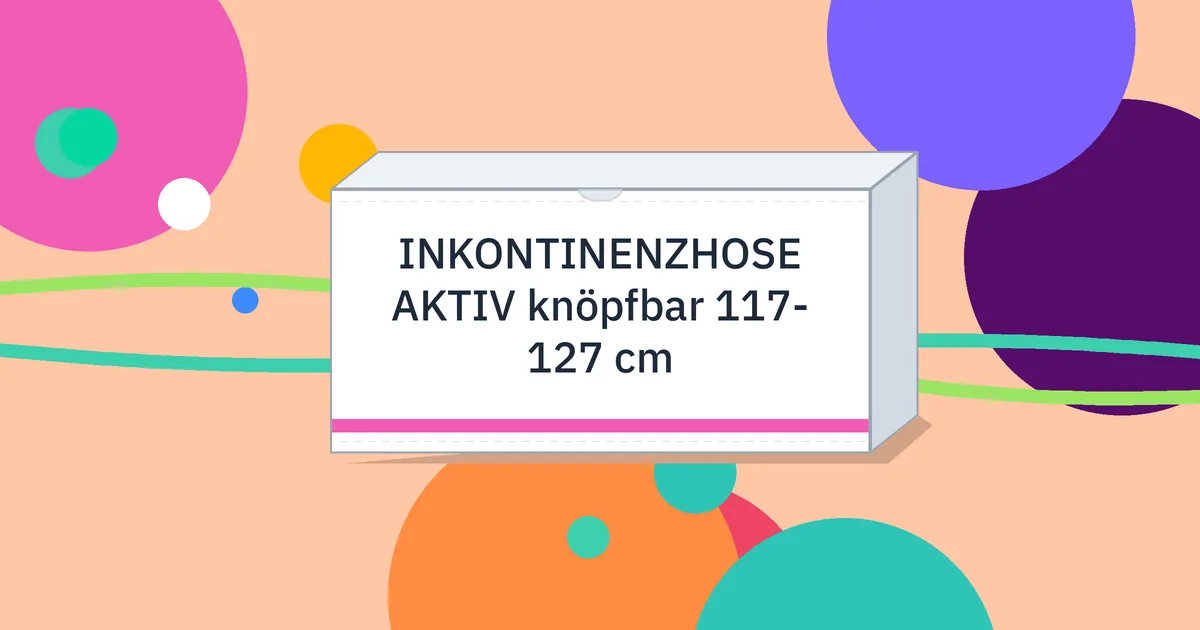 Symbolbild: Packung mit der Aufschrift INKONTINENZHOSE AKTIV knöpfbar 117-127 cm (PZN 09510398) – Verfügbarkeit und Bezug in Apotheken in Frankfurt am Main