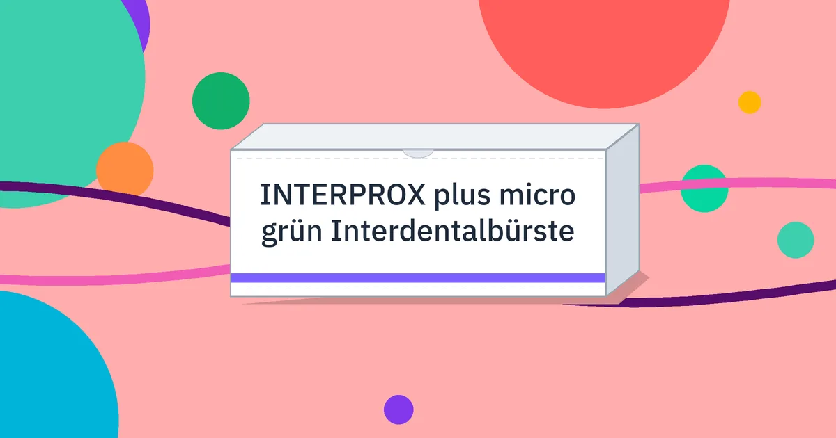 Symbolbild: Packung mit der Aufschrift INTERPROX plus micro grün Interdentalbürste (PZN 05703605) – Verfügbarkeit und Bezug in Apotheken in Frankfurt am Main