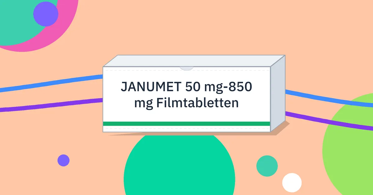 Symbolbild: Packung mit der Aufschrift JANUMET 50 mg-850 mg Filmtabletten (PZN 19687749) – Verfügbarkeit und Bezug in Apotheken in Frankfurt am Main