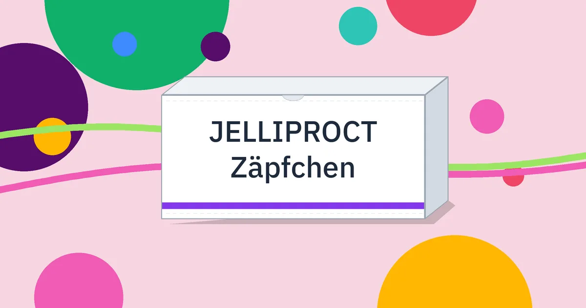 Symbolbild: Packung mit der Aufschrift JELLIPROCT Zäpfchen (PZN 01798017) – Verfügbarkeit und Bezug in Apotheken in Frankfurt am Main