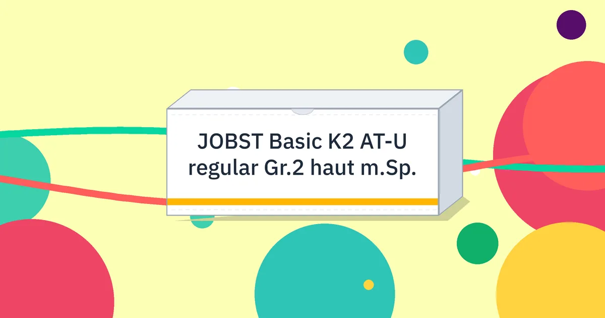 Symbolbild: Packung mit der Aufschrift JOBST Basic K2 AT-U regular Gr.2 haut m.Sp. (PZN 13060713) – Verfügbarkeit und Bezug in Apotheken in Frankfurt am Main