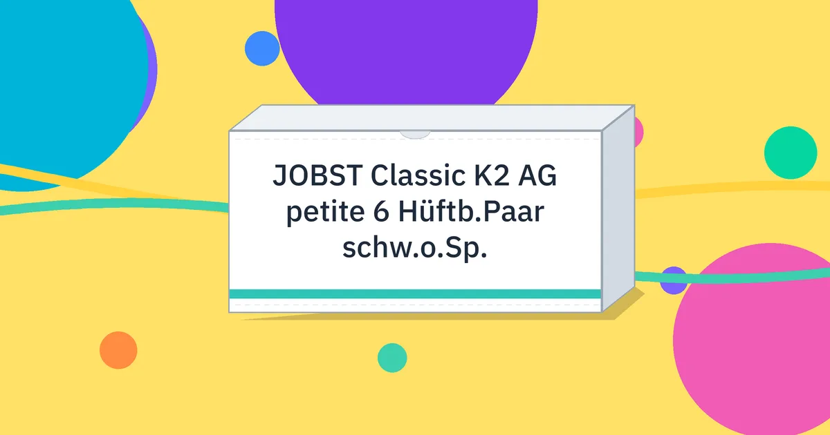 Symbolbild: Packung mit der Aufschrift JOBST Classic K2 AG petite 6 Hüftb.Paar schw.o.Sp. (PZN 13065254) – Verfügbarkeit und Bezug in Apotheken in Frankfurt am Main