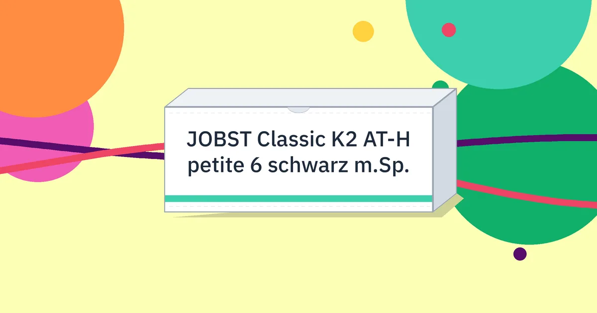 Symbolbild: Packung mit der Aufschrift JOBST Classic K2 AT-H petite 6 schwarz m.Sp. (PZN 13159908) – Verfügbarkeit und Bezug in Apotheken in Frankfurt am Main