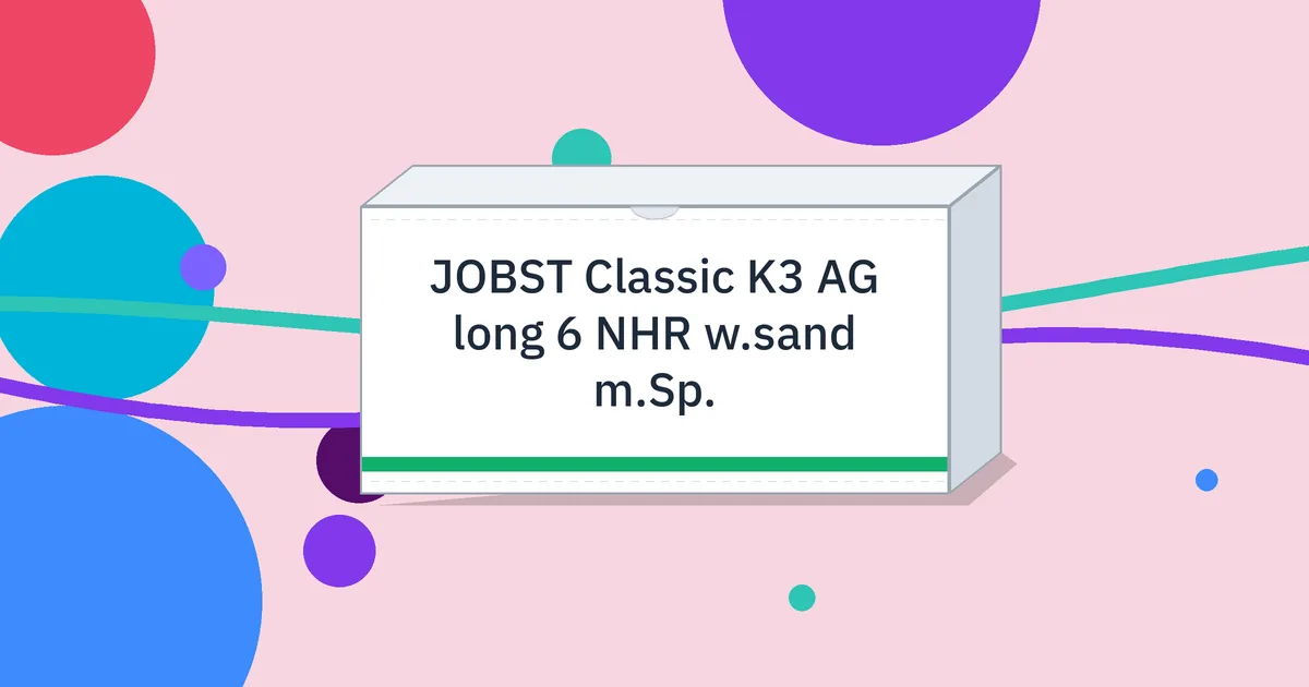 Symbolbild: Packung mit der Aufschrift JOBST Classic K3 AG long 6 NHR w.sand m.Sp. (PZN 13071935) – Verfügbarkeit und Bezug in Apotheken in Frankfurt am Main
