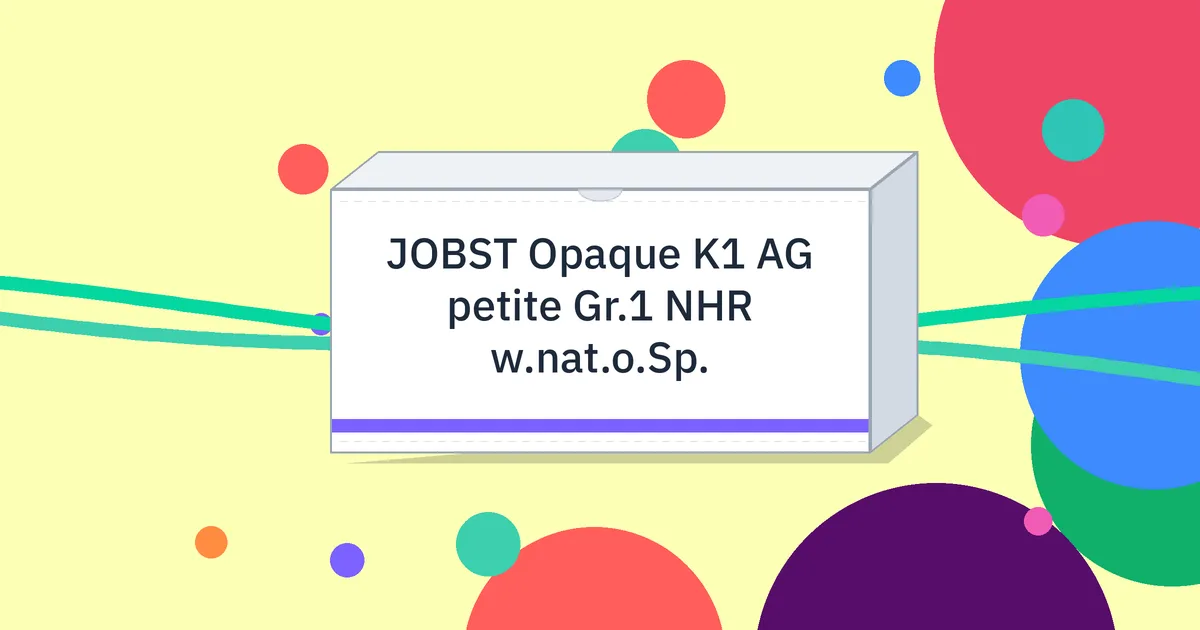 Symbolbild: Packung mit der Aufschrift JOBST Opaque K1 AG petite Gr.1 NHR w.nat.o.Sp. (PZN 13088568) – Verfügbarkeit und Bezug in Apotheken in Frankfurt am Main