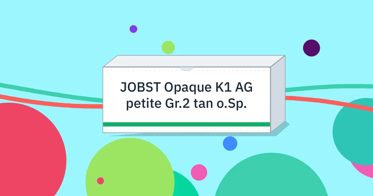 Symbolbild: Packung mit der Aufschrift JOBST Opaque K1 AG petite Gr.2 tan o.Sp. (PZN 16269721) – Verfügbarkeit und Bezug in Apotheken in Frankfurt am Main