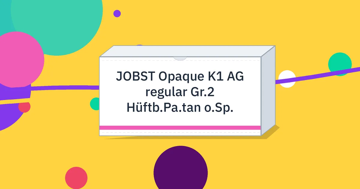 Symbolbild: Packung mit der Aufschrift JOBST Opaque K1 AG regular Gr.2 Hüftb.Pa.tan o.Sp. (PZN 16272462) – Verfügbarkeit und Bezug in Apotheken in Frankfurt am Main