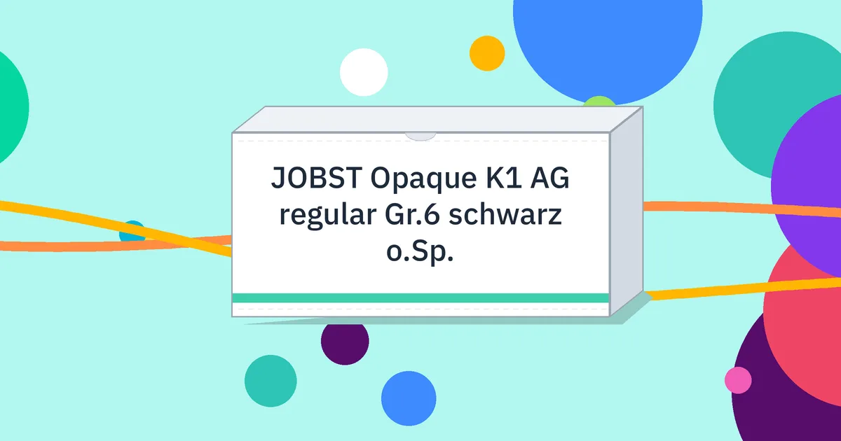 Symbolbild: Packung mit der Aufschrift JOBST Opaque K1 AG regular Gr.6 schwarz o.Sp. (PZN 13097337) – Verfügbarkeit und Bezug in Apotheken in Frankfurt am Main