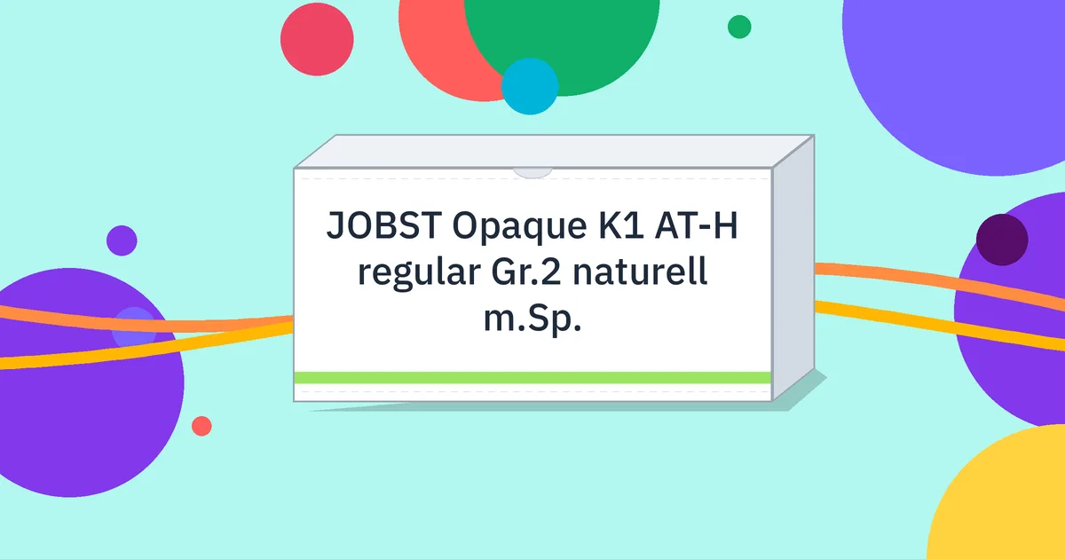 Symbolbild: Packung mit der Aufschrift JOBST Opaque K1 AT-H regular Gr.2 naturell m.Sp. (PZN 13105344) – Verfügbarkeit und Bezug in Apotheken in Frankfurt am Main