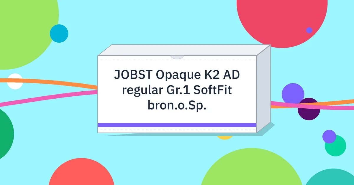 Symbolbild: Packung mit der Aufschrift JOBST Opaque K2 AD regular Gr.1 SoftFit bron.o.Sp. (PZN 13111600) – Verfügbarkeit und Bezug in Apotheken in Frankfurt am Main