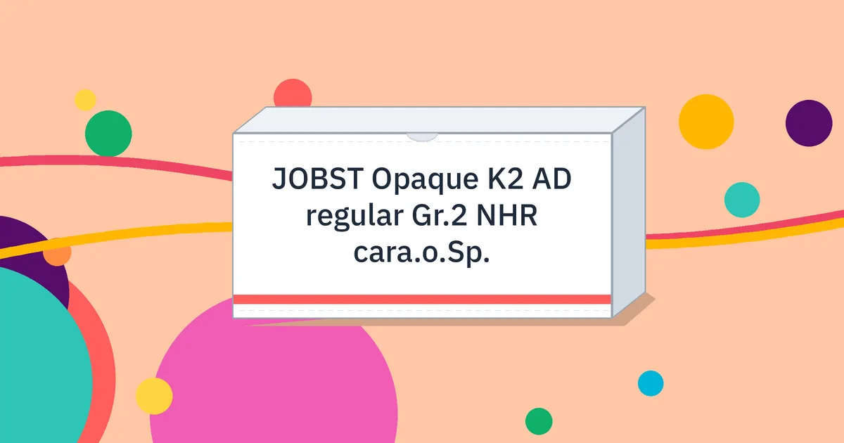 Symbolbild: Packung mit der Aufschrift JOBST Opaque K2 AD regular Gr.2 NHR cara.o.Sp. (PZN 13111327) – Verfügbarkeit und Bezug in Apotheken in Frankfurt am Main