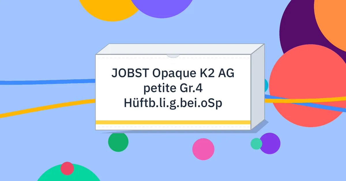 Symbolbild: Packung mit der Aufschrift JOBST Opaque K2 AG petite Gr.4 Hüftb.li.g.bei.oSp (PZN 16287920) – Verfügbarkeit und Bezug in Apotheken in Frankfurt am Main
