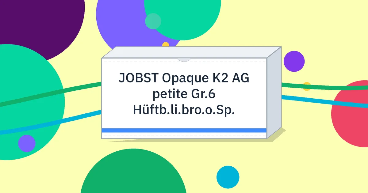 Symbolbild: Packung mit der Aufschrift JOBST Opaque K2 AG petite Gr.6 Hüftb.li.bro.o.Sp. (PZN 13113875) – Verfügbarkeit und Bezug in Apotheken in Frankfurt am Main