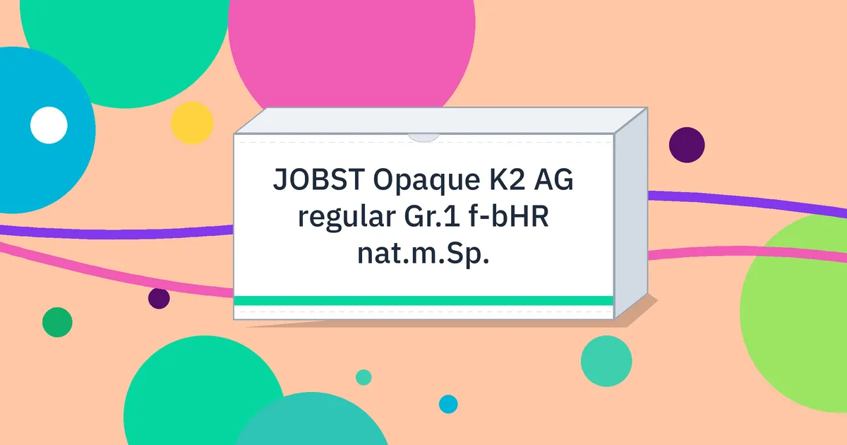 Symbolbild: Packung mit der Aufschrift JOBST Opaque K2 AG regular Gr.1 f-bHR nat.m.Sp. (PZN 11252526) – Verfügbarkeit und Bezug in Apotheken in Frankfurt am Main