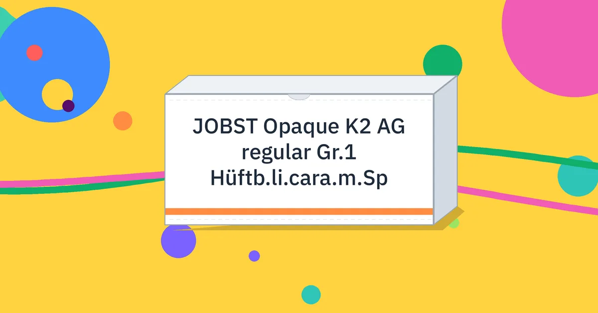 Symbolbild: Packung mit der Aufschrift JOBST Opaque K2 AG regular Gr.1 Hüftb.li.cara.m.Sp (PZN 13115696) – Verfügbarkeit und Bezug in Apotheken in Frankfurt am Main