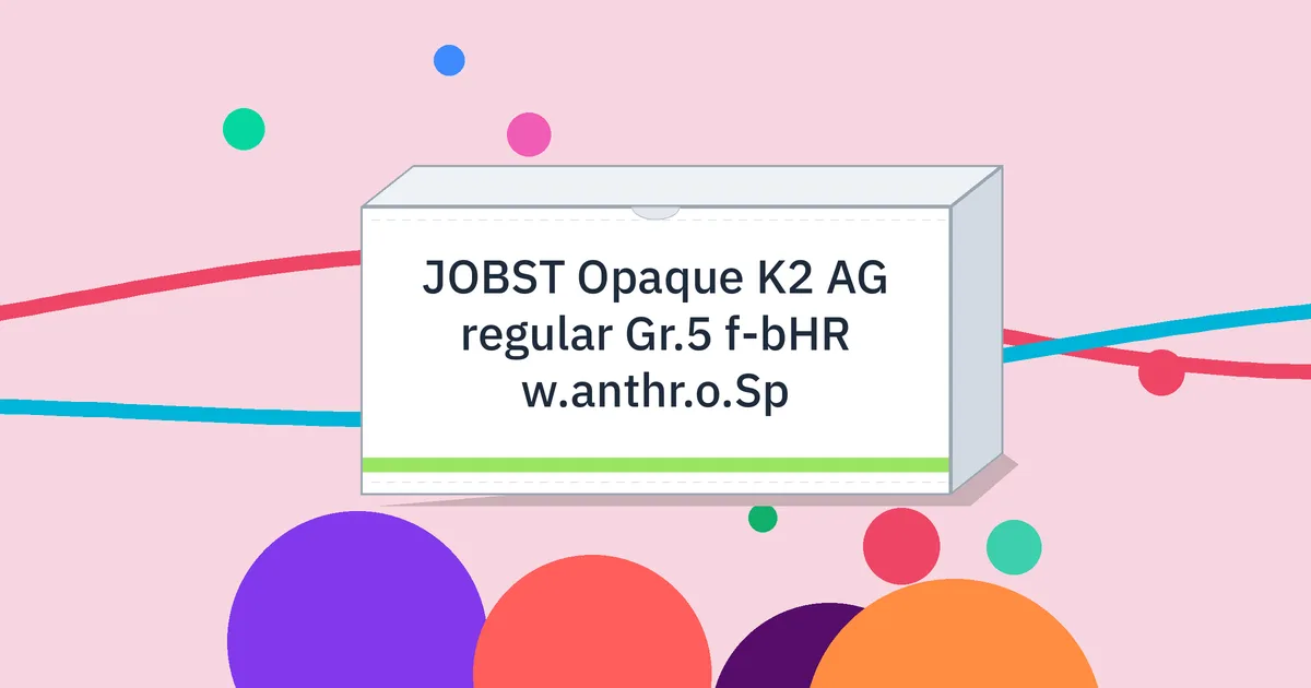 Symbolbild: Packung mit der Aufschrift JOBST Opaque K2 AG regular Gr.5 f-bHR w.anthr.o.Sp (PZN 16283052) – Verfügbarkeit und Bezug in Apotheken in Frankfurt am Main