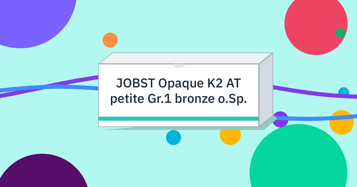 Symbolbild: Packung mit der Aufschrift JOBST Opaque K2 AT petite Gr.1 bronze o.Sp. (PZN 13119659) – Verfügbarkeit und Bezug in Apotheken in Frankfurt am Main