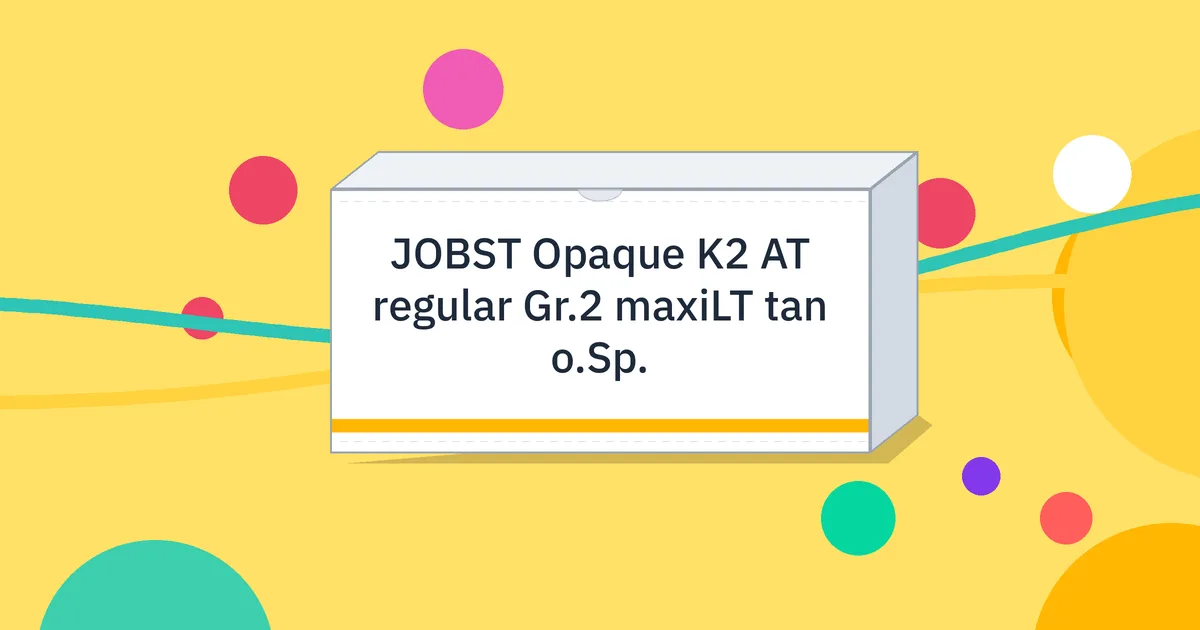Symbolbild: Packung mit der Aufschrift JOBST Opaque K2 AT regular Gr.2 maxiLT tan o.Sp. (PZN 16289681) – Verfügbarkeit und Bezug in Apotheken in Frankfurt am Main