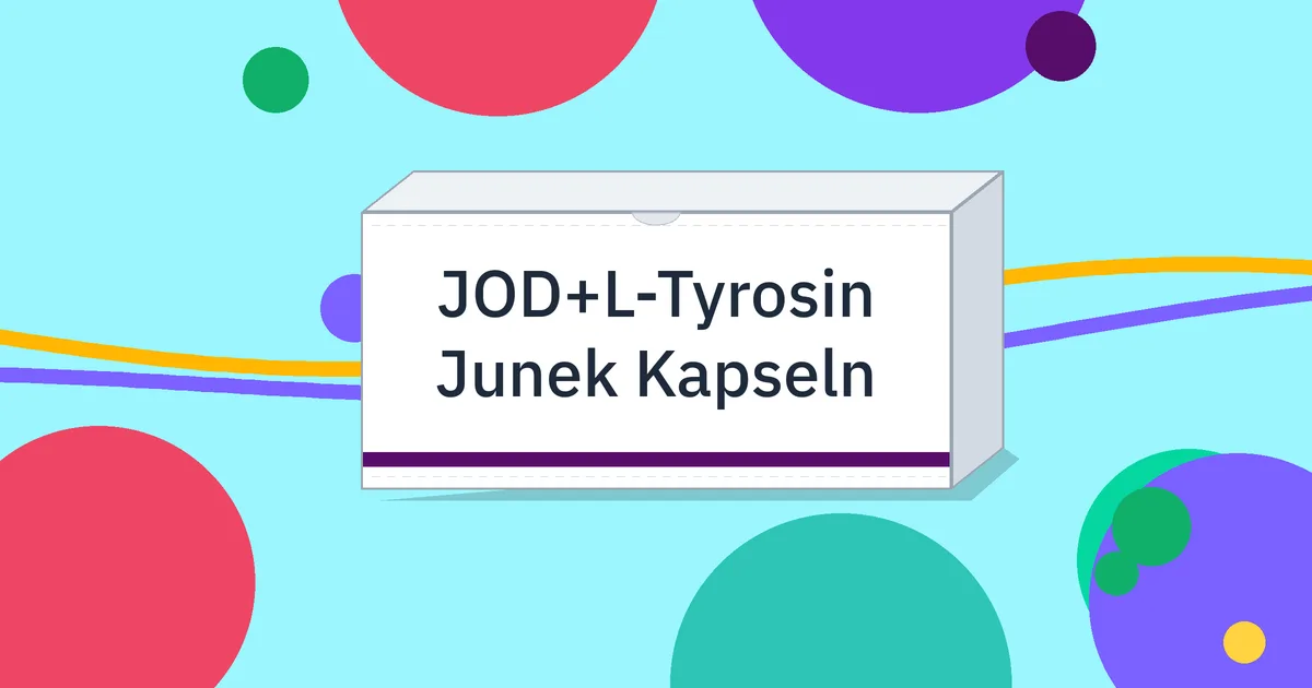 Symbolbild: Packung mit der Aufschrift JOD+L-Tyrosin Junek Kapseln (PZN 01103914) – Verfügbarkeit und Bezug in Apotheken in Frankfurt am Main