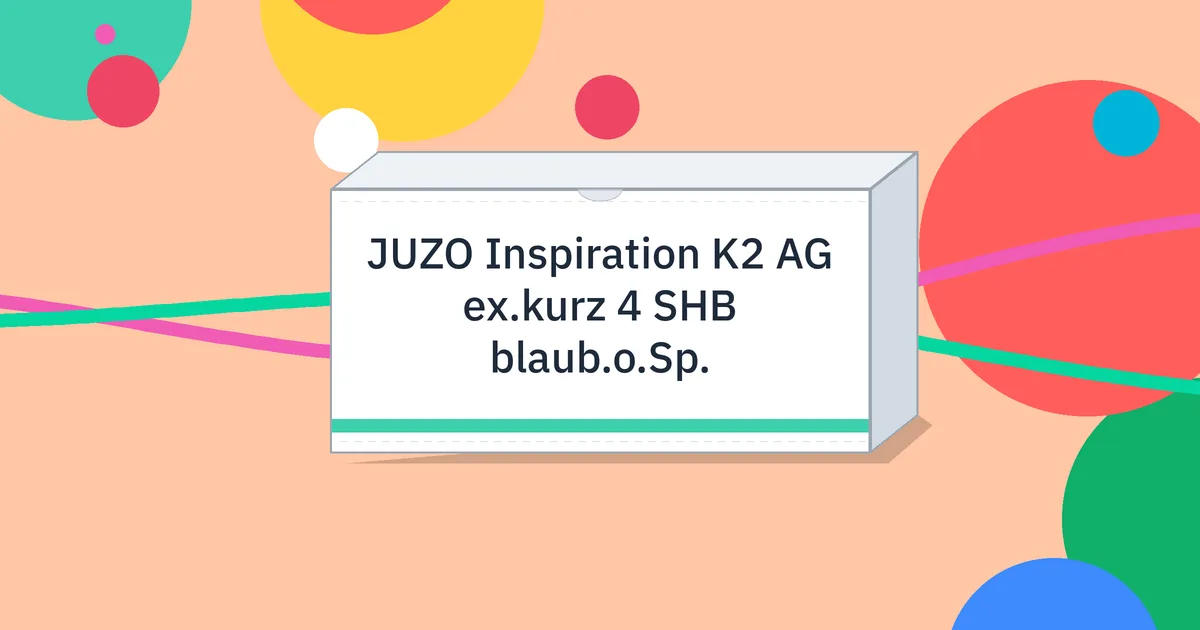 Symbolbild: Packung mit der Aufschrift JUZO Inspiration K2 AG ex.kurz 4 SHB blaub.o.Sp. (PZN 14963570) – Verfügbarkeit und Bezug in Apotheken in Frankfurt am Main