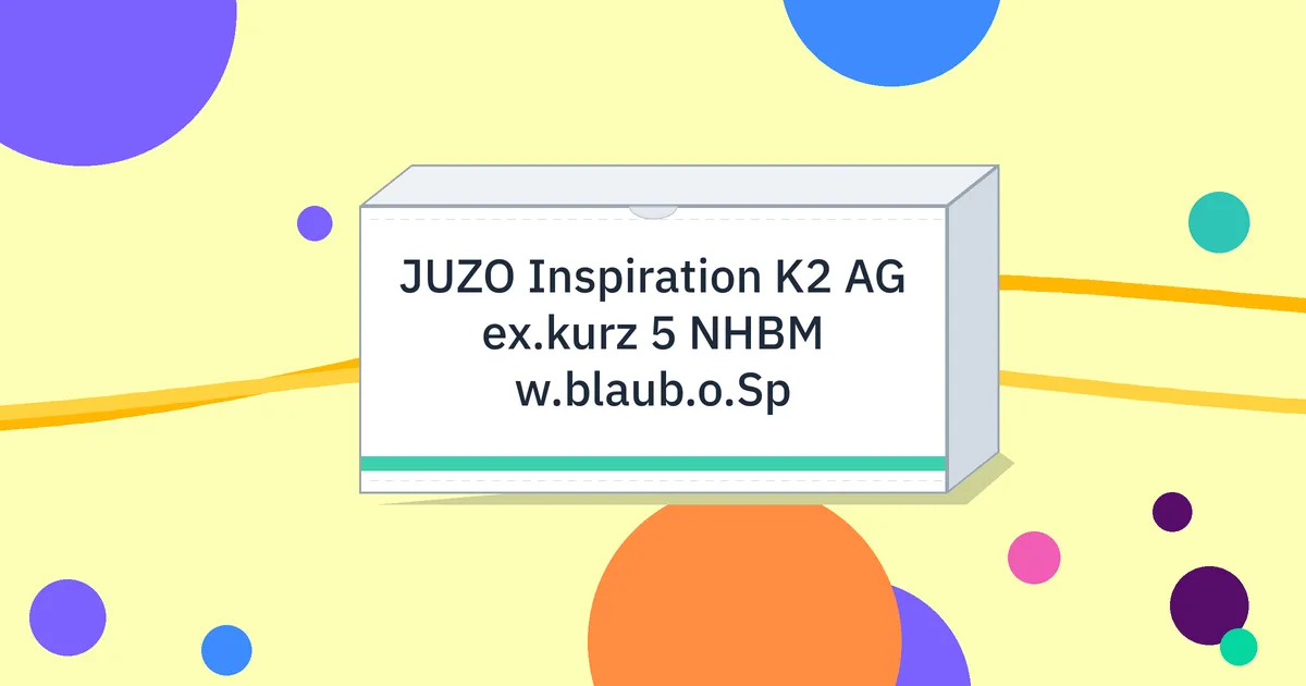 Symbolbild: Packung mit der Aufschrift JUZO Inspiration K2 AG ex.kurz 5 NHBM w.blaub.o.Sp (PZN 14964279) – Verfügbarkeit und Bezug in Apotheken in Frankfurt am Main