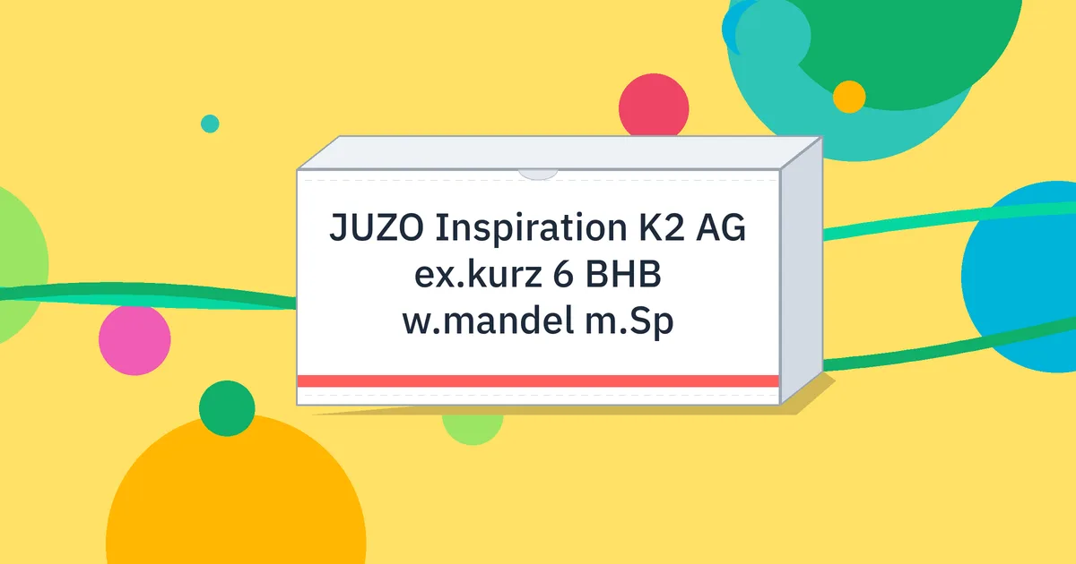 Symbolbild: Packung mit der Aufschrift JUZO Inspiration K2 AG ex.kurz 6 BHB w.mandel m.Sp (PZN 14851500) – Verfügbarkeit und Bezug in Apotheken in Frankfurt am Main
