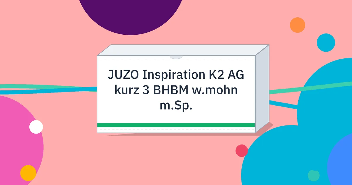 Symbolbild: Packung mit der Aufschrift JUZO Inspiration K2 AG kurz 3 BHBM w.mohn m.Sp. (PZN 14883581) – Verfügbarkeit und Bezug in Apotheken in Frankfurt am Main