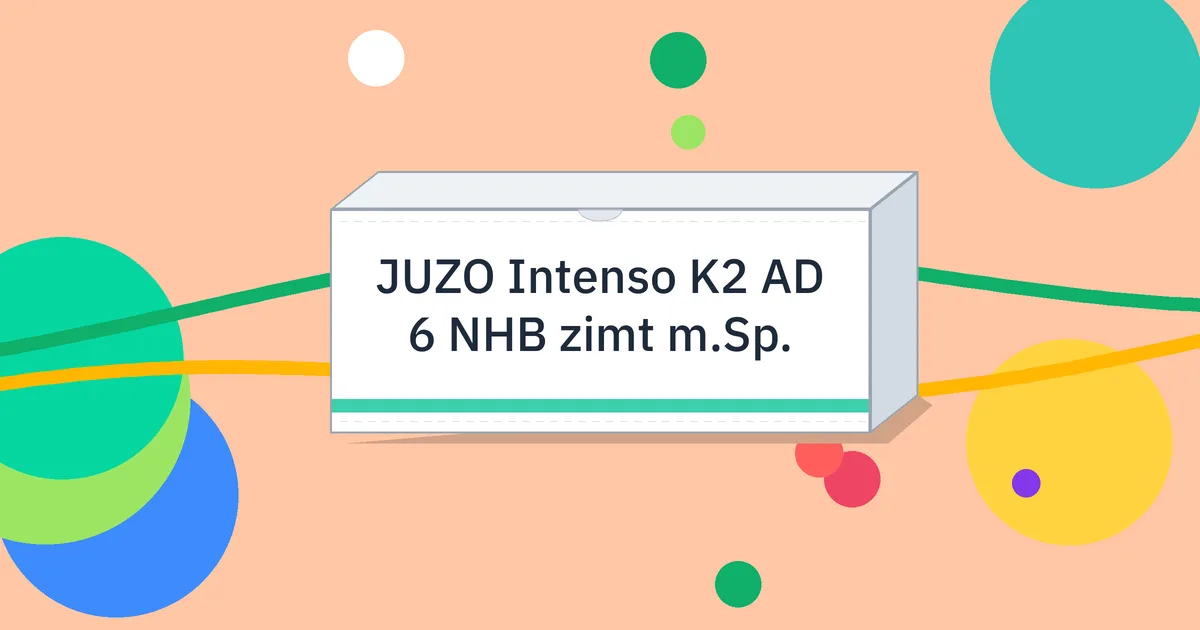 Symbolbild: Packung mit der Aufschrift JUZO Intenso K2 AD 6 NHB zimt m.Sp. (PZN 18609724) – Verfügbarkeit und Bezug in Apotheken in Frankfurt am Main