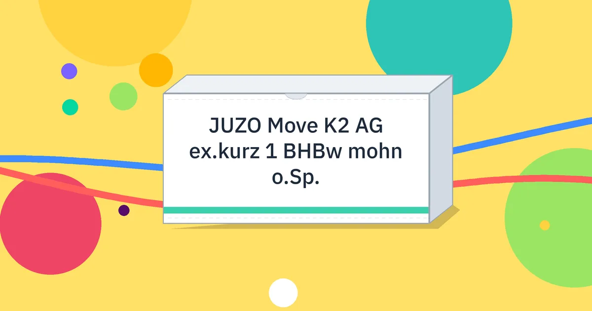 Symbolbild: Packung mit der Aufschrift JUZO Move K2 AG ex.kurz 1 BHBw mohn o.Sp. (PZN 18565932) – Verfügbarkeit und Bezug in Apotheken in Frankfurt am Main