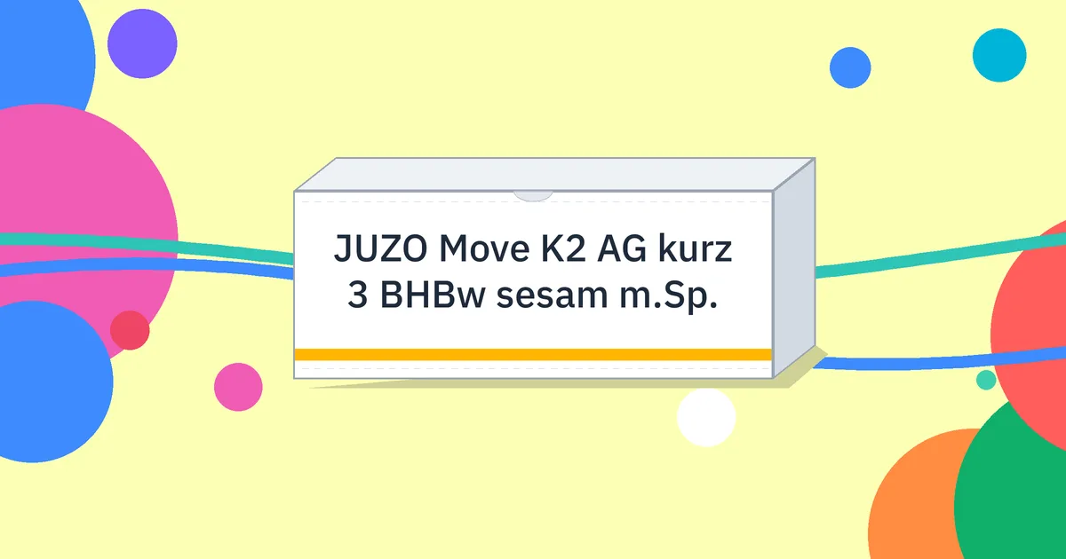 Symbolbild: Packung mit der Aufschrift JUZO Move K2 AG kurz 3 BHBw sesam m.Sp. (PZN 18528457) – Verfügbarkeit und Bezug in Apotheken in Frankfurt am Main