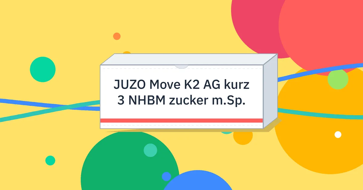 Symbolbild: Packung mit der Aufschrift JUZO Move K2 AG kurz 3 NHBM zucker m.Sp. (PZN 18527191) – Verfügbarkeit und Bezug in Apotheken in Frankfurt am Main
