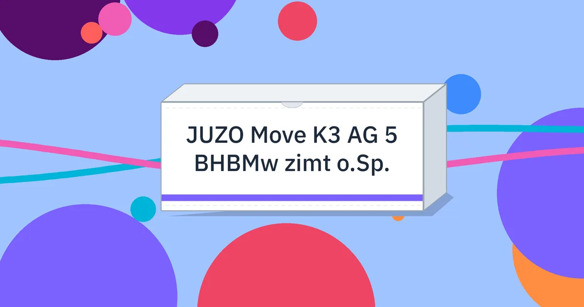 Symbolbild: Packung mit der Aufschrift JUZO Move K3 AG 5 BHBMw zimt o.Sp. (PZN 18578260) – Verfügbarkeit und Bezug in Apotheken in Frankfurt am Main