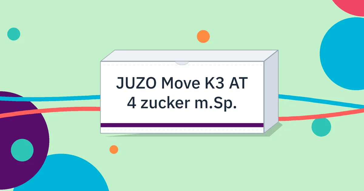 Symbolbild: Packung mit der Aufschrift JUZO Move K3 AT 4 zucker m.Sp. (PZN 20676739) – Verfügbarkeit und Bezug in Apotheken in Frankfurt am Main