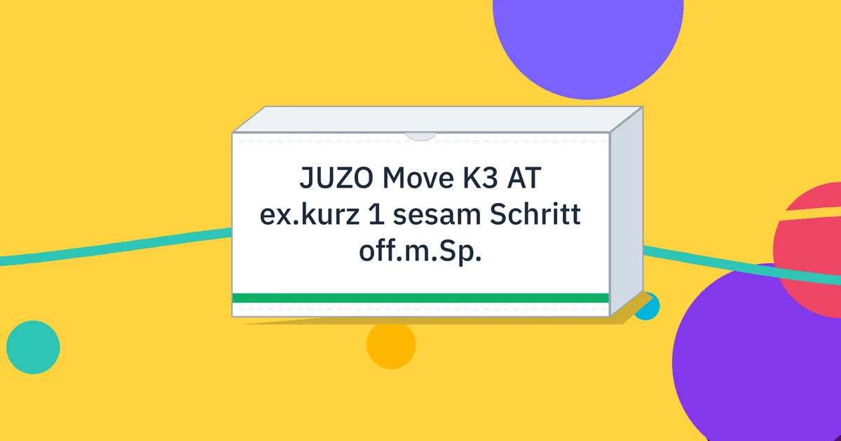 Symbolbild: Packung mit der Aufschrift JUZO Move K3 AT ex.kurz 1 sesam Schritt off.m.Sp. (PZN 20680528) – Verfügbarkeit und Bezug in Apotheken in Frankfurt am Main