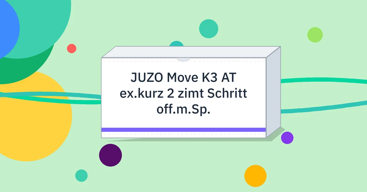 Symbolbild: Packung mit der Aufschrift JUZO Move K3 AT ex.kurz 2 zimt Schritt off.m.Sp. (PZN 20680451) – Verfügbarkeit und Bezug in Apotheken in Frankfurt am Main