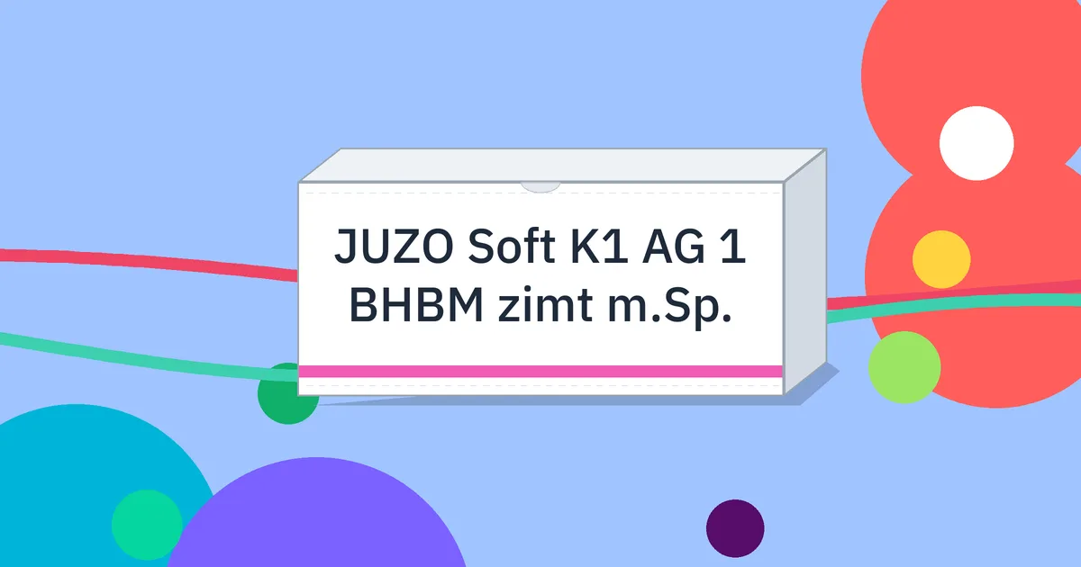 Symbolbild: Packung mit der Aufschrift JUZO Soft K1 AG 1 BHBM zimt m.Sp. (PZN 14854846) – Verfügbarkeit und Bezug in Apotheken in Frankfurt am Main