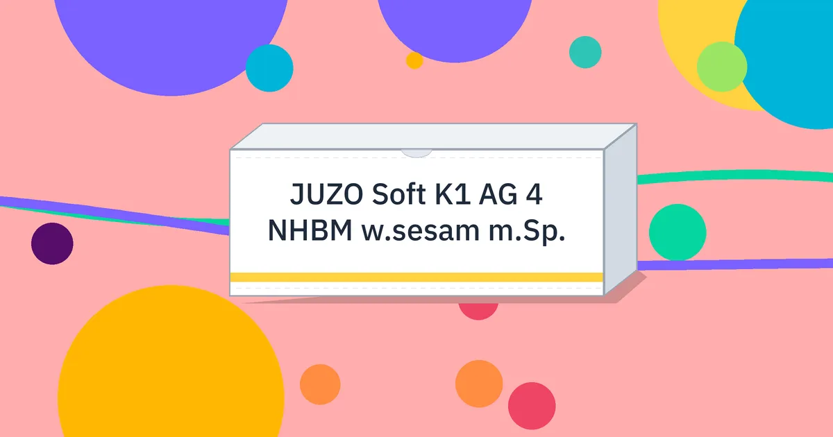 Symbolbild: Packung mit der Aufschrift JUZO Soft K1 AG 4 NHBM w.sesam m.Sp. (PZN 15015616) – Verfügbarkeit und Bezug in Apotheken in Frankfurt am Main