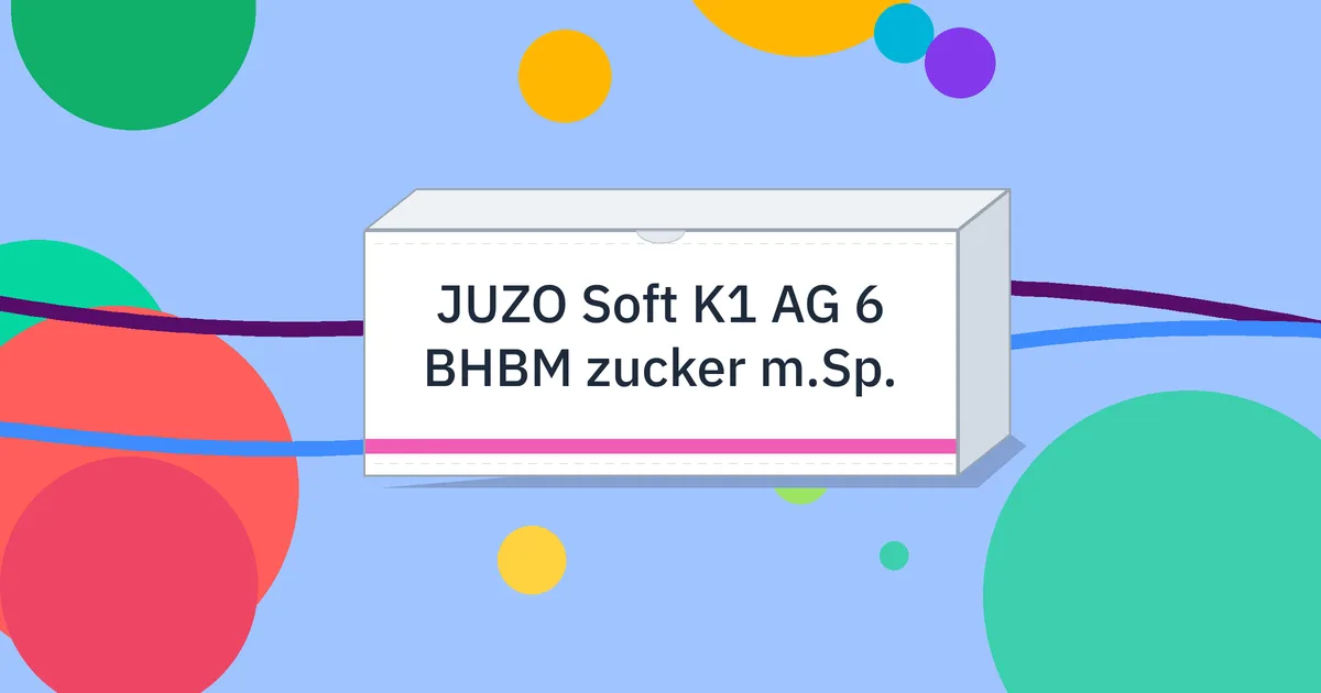 Symbolbild: Packung mit der Aufschrift JUZO Soft K1 AG 6 BHBM zucker m.Sp. (PZN 14854757) – Verfügbarkeit und Bezug in Apotheken in Frankfurt am Main