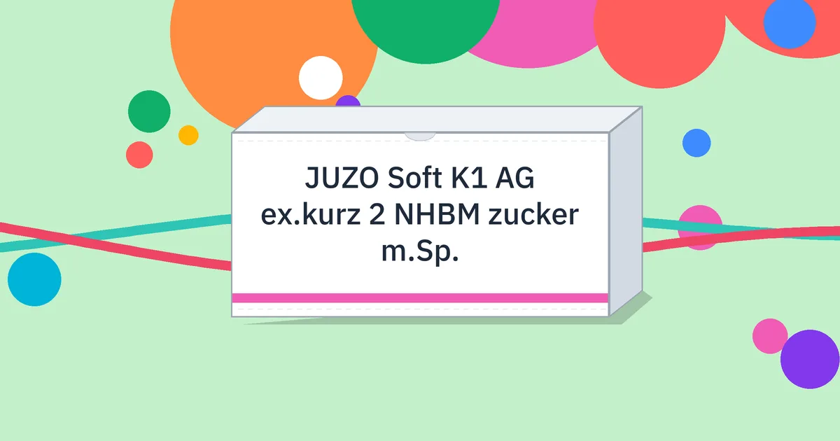 Symbolbild: Packung mit der Aufschrift JUZO Soft K1 AG ex.kurz 2 NHBM zucker m.Sp. (PZN 15017242) – Verfügbarkeit und Bezug in Apotheken in Frankfurt am Main