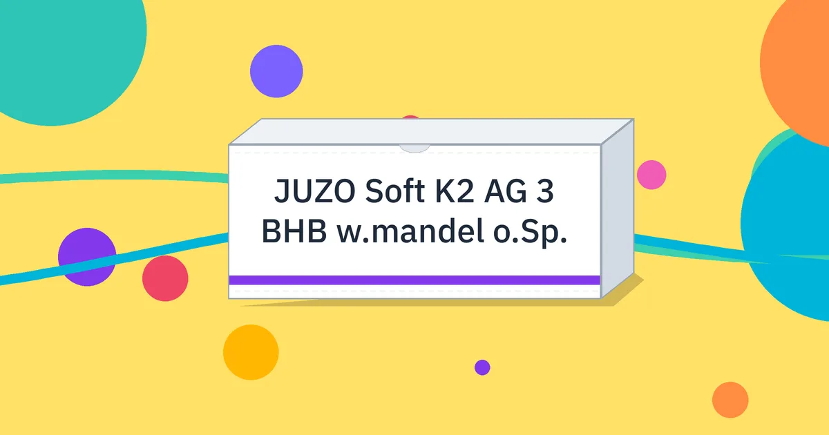 Symbolbild: Packung mit der Aufschrift JUZO Soft K2 AG 3 BHB w.mandel o.Sp. (PZN 14841588) – Verfügbarkeit und Bezug in Apotheken in Frankfurt am Main