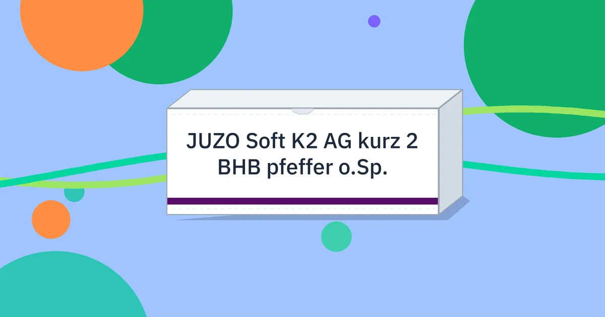 Symbolbild: Packung mit der Aufschrift JUZO Soft K2 AG kurz 2 BHB pfeffer o.Sp. (PZN 14826583) – Verfügbarkeit und Bezug in Apotheken in Frankfurt am Main