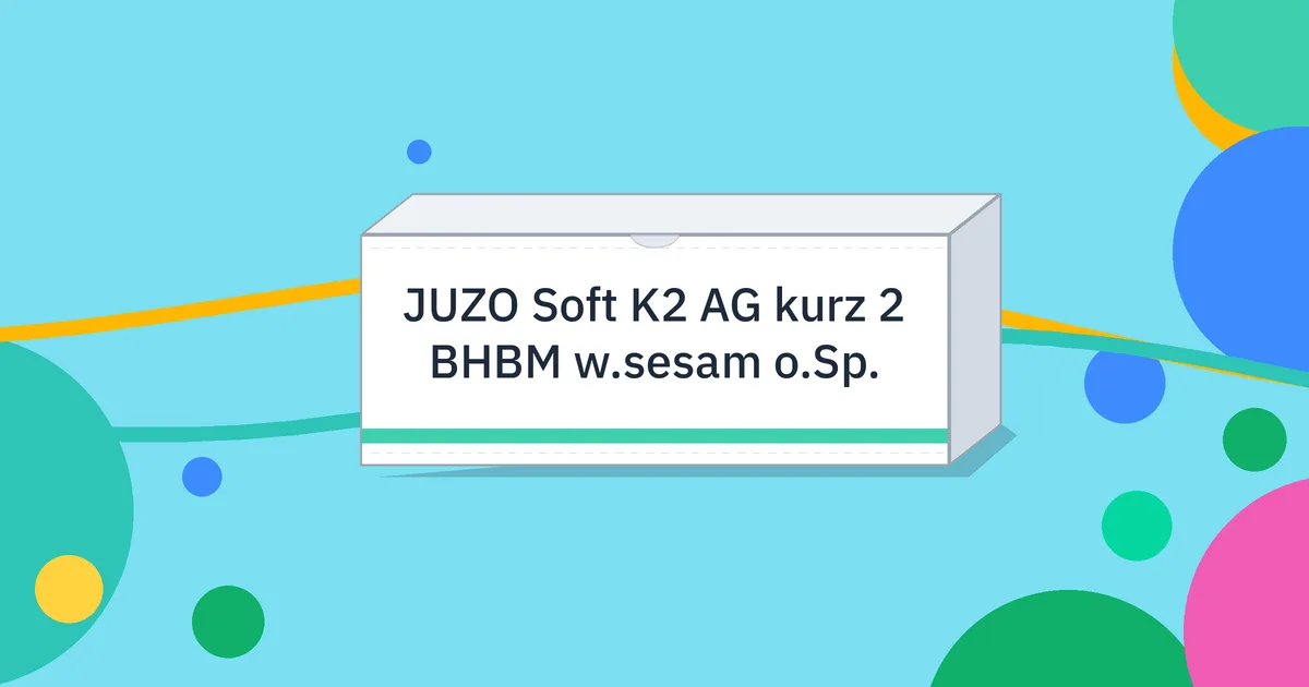 Symbolbild: Packung mit der Aufschrift JUZO Soft K2 AG kurz 2 BHBM w.sesam o.Sp. (PZN 14869411) – Verfügbarkeit und Bezug in Apotheken in Frankfurt am Main