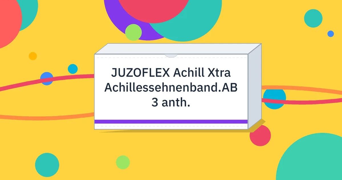 Symbolbild: Packung mit der Aufschrift JUZOFLEX Achill Xtra Achillessehnenband.AB 3 anth. (PZN 16634652) – Verfügbarkeit und Bezug in Apotheken in Frankfurt am Main