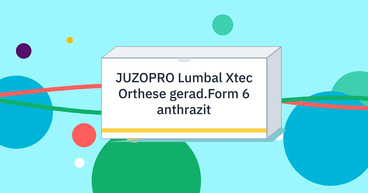 Symbolbild: Packung mit der Aufschrift JUZOPRO Lumbal Xtec Orthese gerad.Form 6 anthrazit (PZN 16498120) – Verfügbarkeit und Bezug in Apotheken in Frankfurt am Main