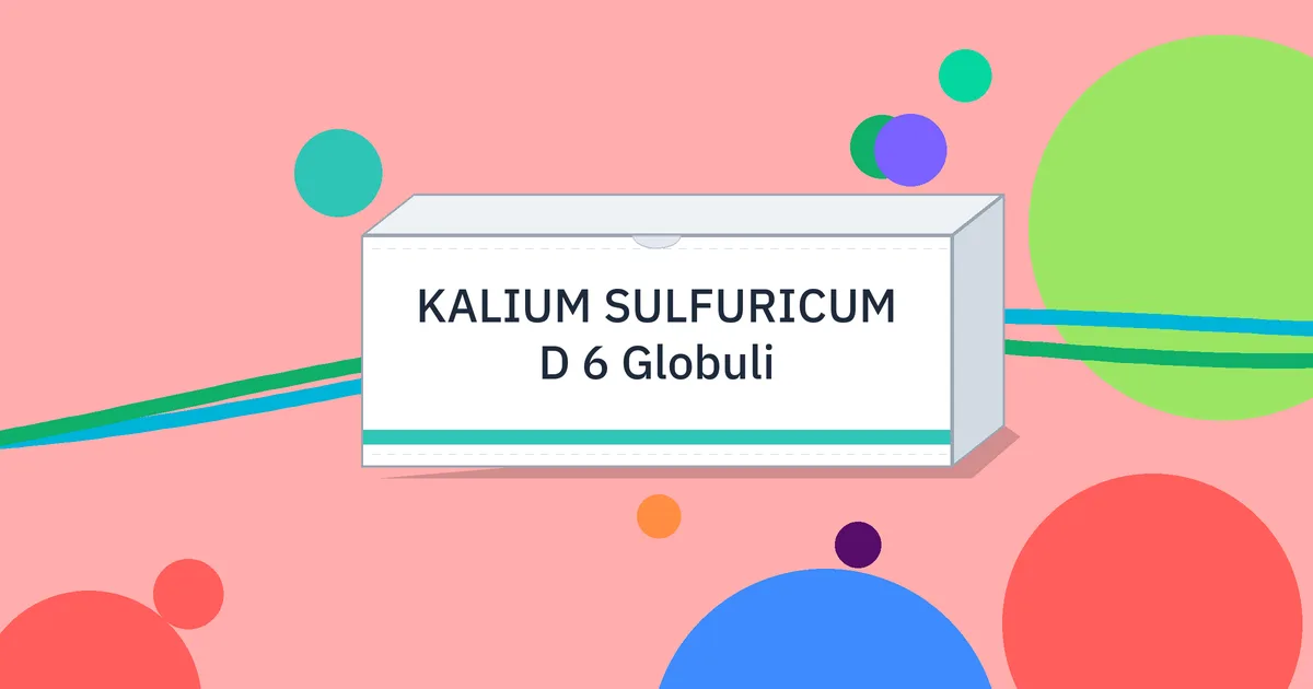 Symbolbild: Packung mit der Aufschrift KALIUM SULFURICUM D 6 Globuli (PZN 14312476) – Verfügbarkeit und Bezug in Apotheken in Frankfurt am Main