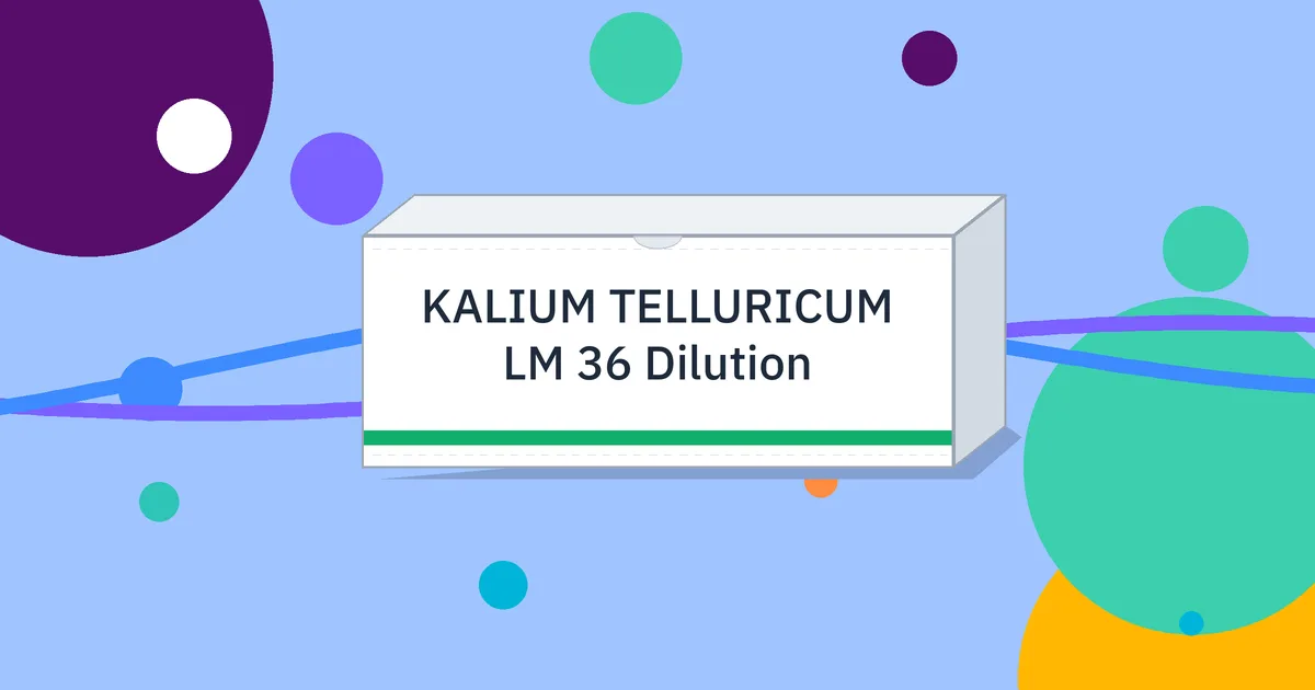 Symbolbild: Packung mit der Aufschrift KALIUM TELLURICUM LM 36 Dilution (PZN 12927469) – Verfügbarkeit und Bezug in Apotheken in Frankfurt am Main